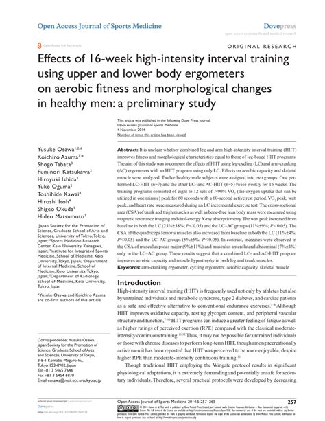 Pdf Effects Of 16 Week High Intensity Interval Training Using Upper