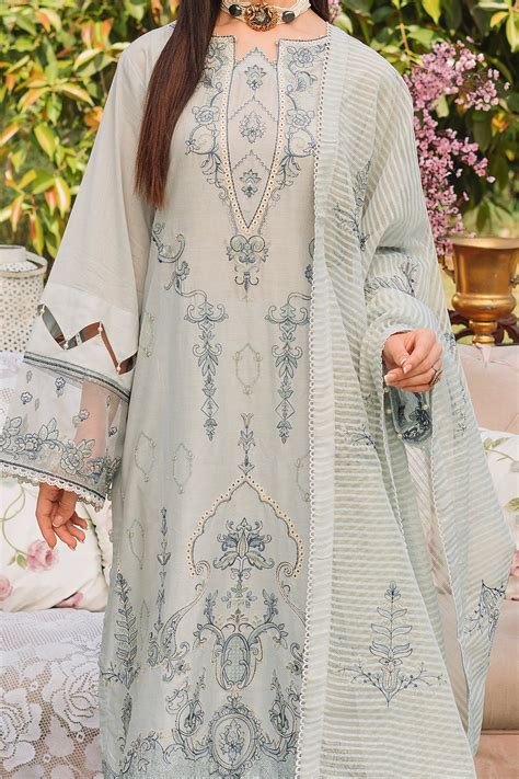 Luxury Pakistani Salwar Suit Grey Salwar Kameez Dupatta Nameera By Farooq