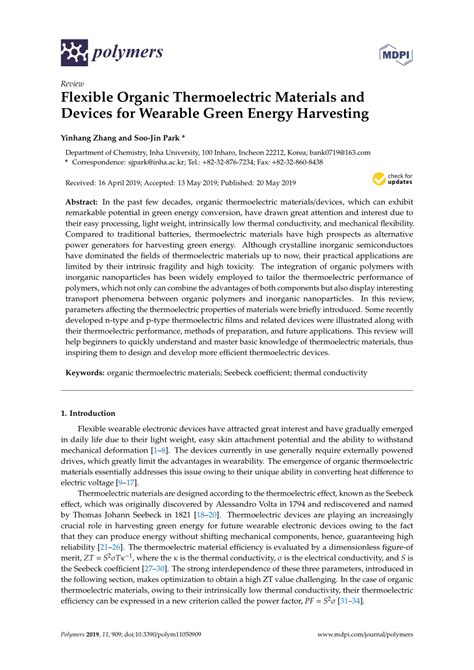 Pdf Flexible Organic Thermoelectric Materials And Devices For