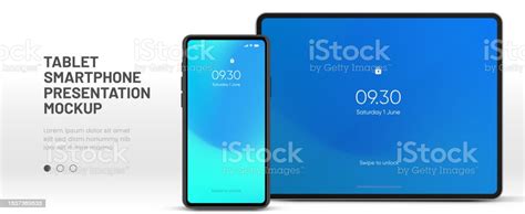 현대 노트북 모형 전면 보기 와 스마트 폰 모형 흰색 배경에 고립 된 높은 품질 노트북 모형 및 전화 장치 모형 Ui Ux 응용 프로그램 및 웹 사이트 프리젠 테이션 스톡