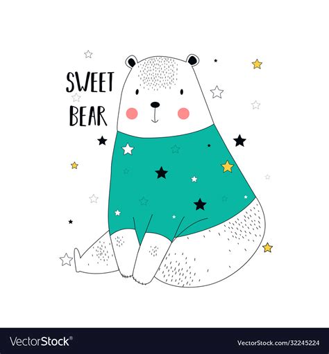 Cute Bear Print Design Royalty Free Vector Image