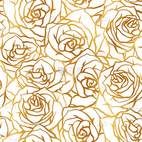 四方连续纹样 轮廓 玫瑰 花蕾 自然美 花