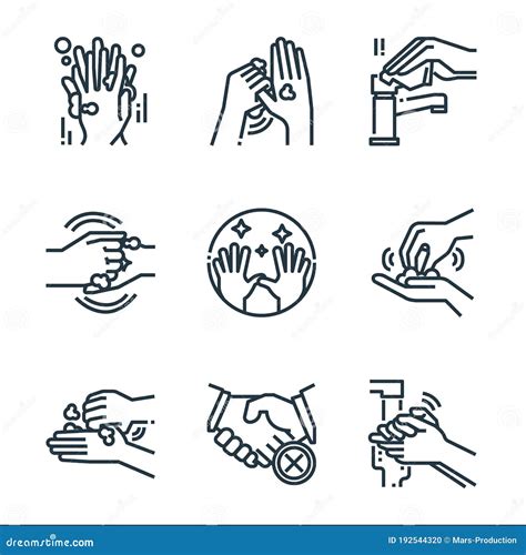 Wash Hands Line Icons Linear Set Stock Vector Illustration Of Pack