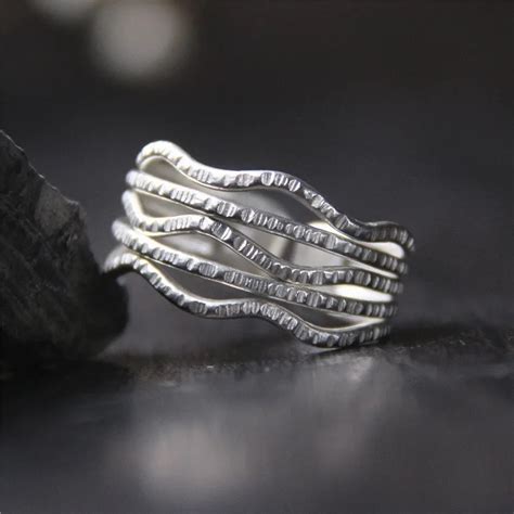 Retro Thai Silver S925 Sterling Silver Hollow Multi Layer Ring Womens