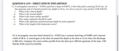 Solved Question 3 Gvf Direct Step By Step Method 31 A