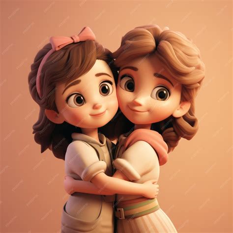 Premium Photo A Rendering Hug Two Brothers Cartoon