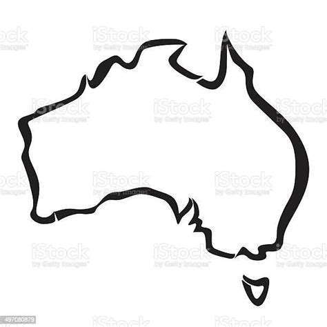 Black Outline Of Australia Map向量圖形及更多澳洲圖片 澳洲 地圖 外型 Istock