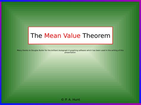 The Mean Value Theorem Teaching Resources