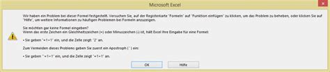 Fehlermeldung Excel Nervt