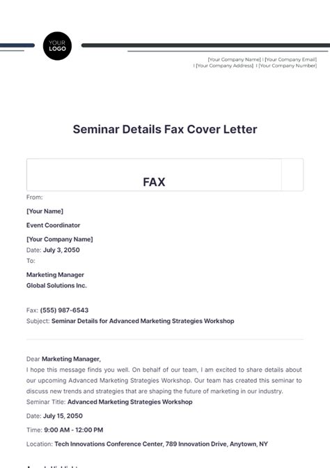 Free Seminar Details Fax Cover Letter Template To Edit Online