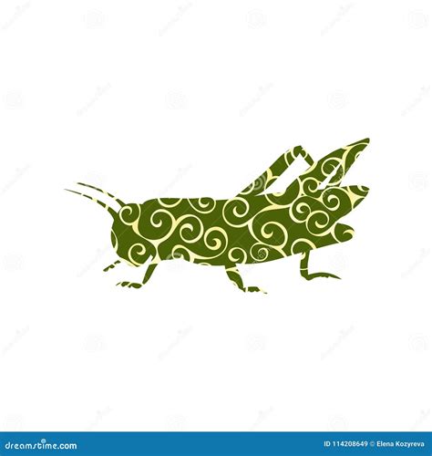 Locust Grasshopper Insect Spiral Pattern Color Silhouette Animal Stock