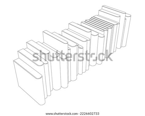 Outline Stack Books Black Lines Isolated Stock Illustration 2226602733