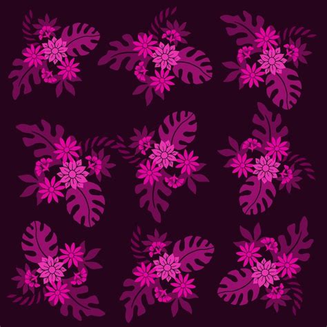 Premium Vector Monocrome Frowers And Leaves Seamless Background