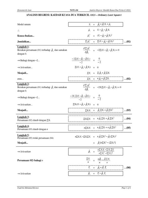 Nota 04 03 2 Regresi Linear Mudah Ols Pdf