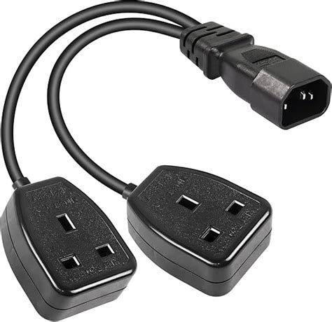 Cerrxian 1ft C14 To Uk Outlet Socket Cable Iec C14 Plug To Standard 2