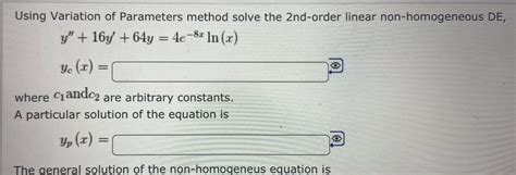 solved using variation of parameters method solve the