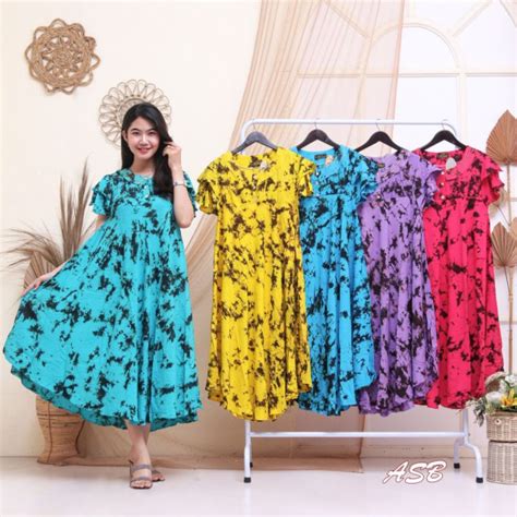 Jumbo Batik Umbrella Negligee With Tie Dye Motif Bigsize Sogan Batik