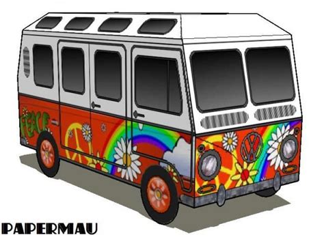Volkswagen Kombi Type Ii Flower Power Paper Model By Papermau