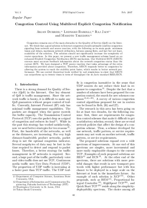 Pdf Congestion Control Using Multilevel Explicit Congestion