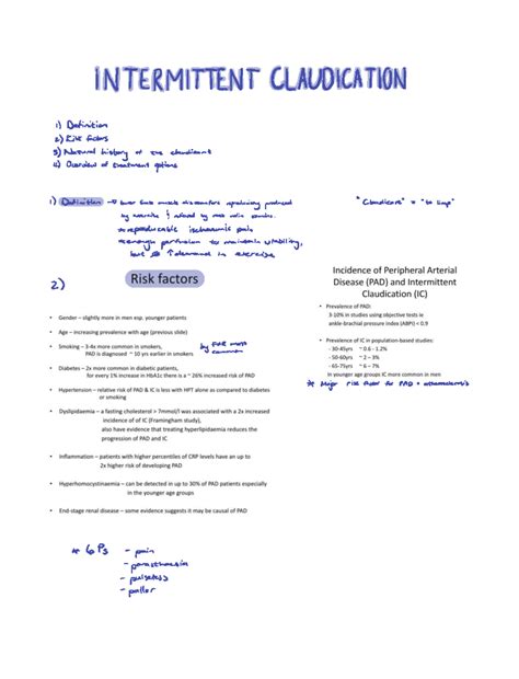 1 Intermittent Claudication Intermittent Claudication 1 Definition 2