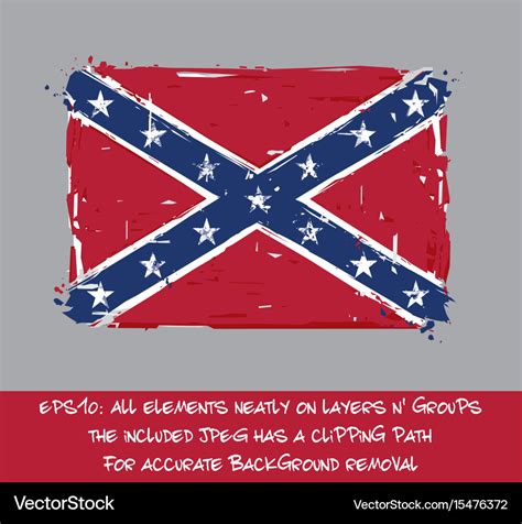 Confederate Rebel Flag Flat Artistic Brush Vector Image