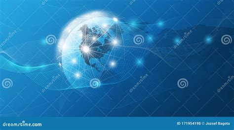 Abstract Blue Futuristic Modern Style Cloud Computing Networks Structure Telecommunications