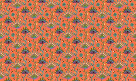Premium Vector Seamless Psychedelic Floral Pattern Flowers With Eyes