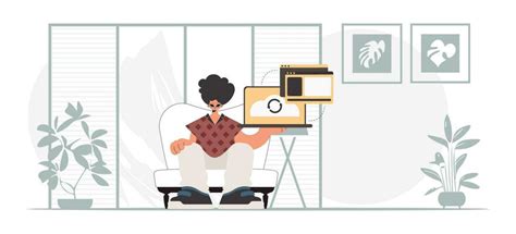 Man Using Computer Vector Art Icons And Graphics For Free Download