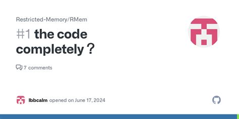 The Code Completely？ · Issue 1 · Restricted Memoryrmem · Github