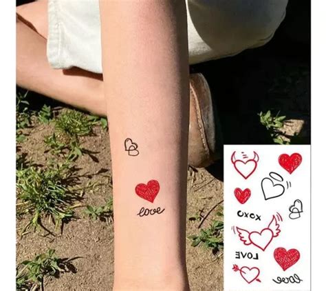 Tatuaje Temporal De Plantillas De Amor Con Varios Corazones Mercadolibre