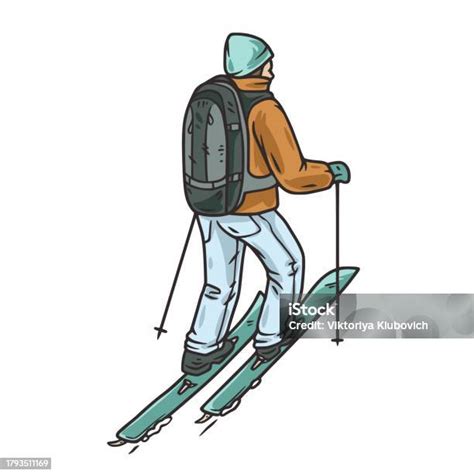 겨울 시즌 스포츠 스키 스노보드 오프 피스트에서 프리라이드 스키 스노보드 스플릿 보드로 설산을 여행 극한의 추운 계절 스포츠 야외 활동 겨울에 대한 스톡 벡터 아트 및 기타