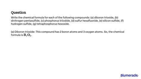 solved write the chemical formula for each of the following compounds
