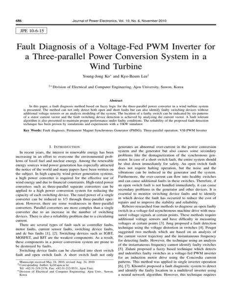 Fault Diagnosis Of A Voltage Fed Pwm Inverter For A Three
