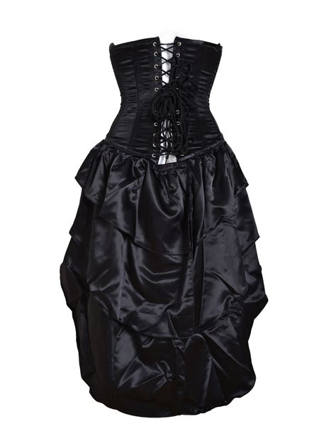 Ballroom Seductress Underbust Satin Corset With Silky Black Skirt