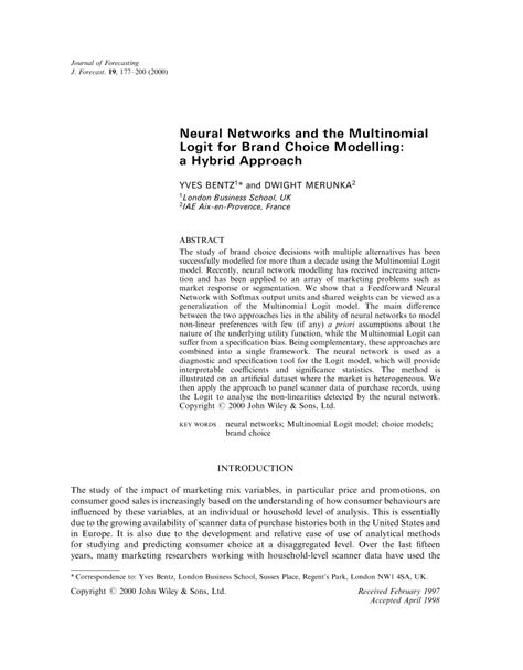 pdf neural networks and the multinomial logit for brand choice