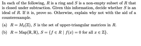 solved in each of the following r is a ring and s is a