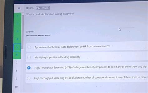 All Mcq Attempied What Is Lead Identification Studyx
