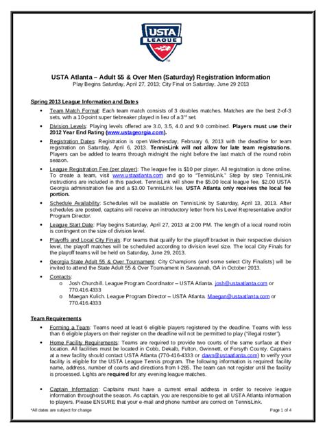 What Days Does The Usta Schedule Your Matches Doc Template Pdffiller
