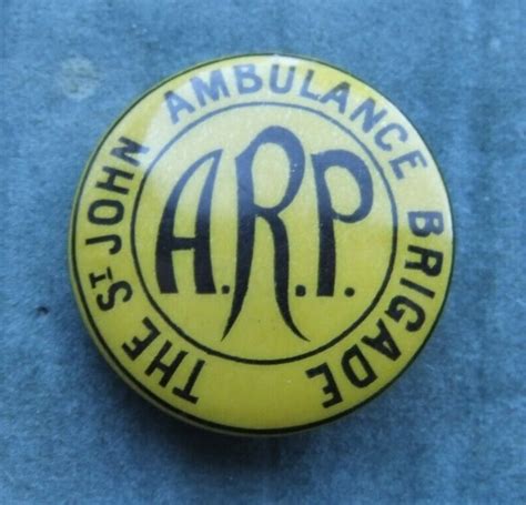 St John Ambulance Brigade Arp Celluloid Pin Badge