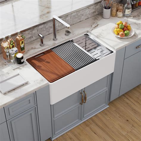 30 White Farmhouse Sink Workstation Hugsleek Undermount Farm Kitchen