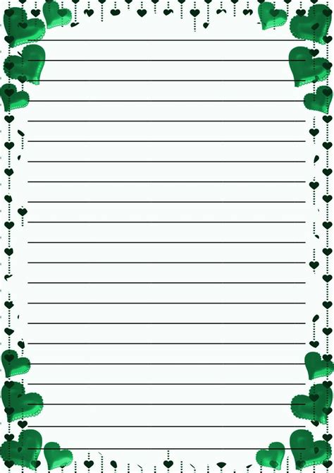Heart Shaped Lined Paper With Shamrocks Printable Stationery