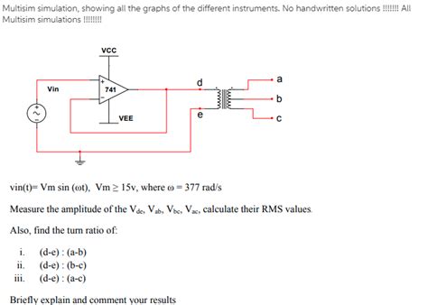 Multisim Simulation Showing All The Graphs Of The Chegg