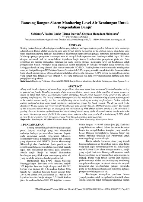 PDF Rancang Bangun Sistem Monitoring Level Air Bendungan Untuk Pengendalian Banjir