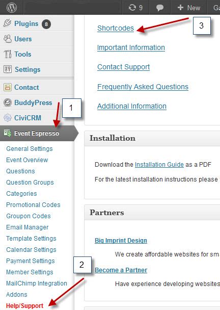 Event Espresso Shortcodes Itegrity