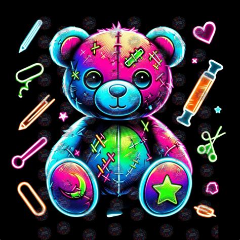 Neon Bears Png Digital Download Cute Instant Download Etsy