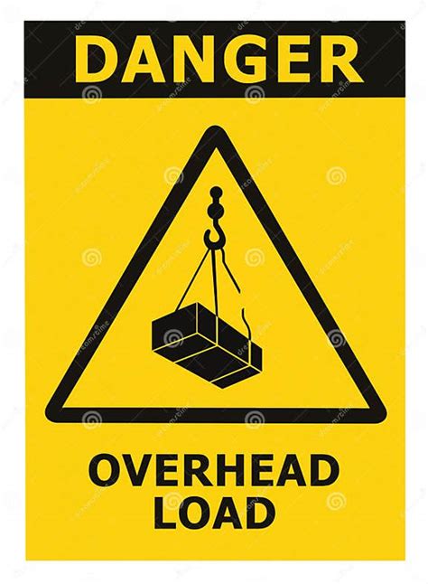 Danger Overhead Load Text Falling Hazard Risk Caution Warning Sign