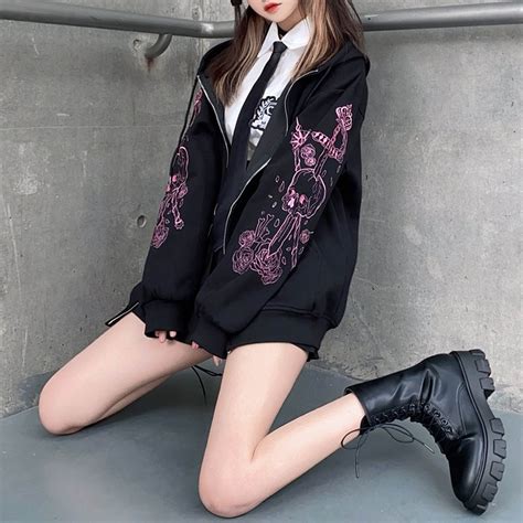 Tattoo Skull And Dagger Hoodie Punk Alt Egirl Aesthetic Clothing