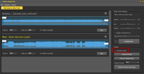 how to overlap two or more audio files with audio mix kanto editor