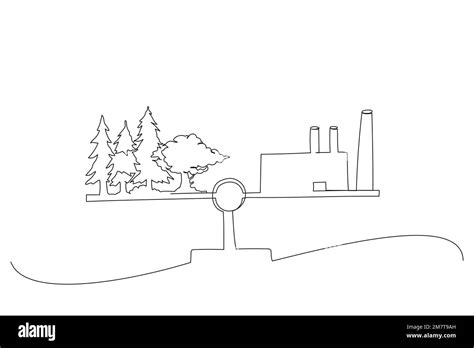 Cartoon Of Businessman Balancing Scale With Nature And Industry