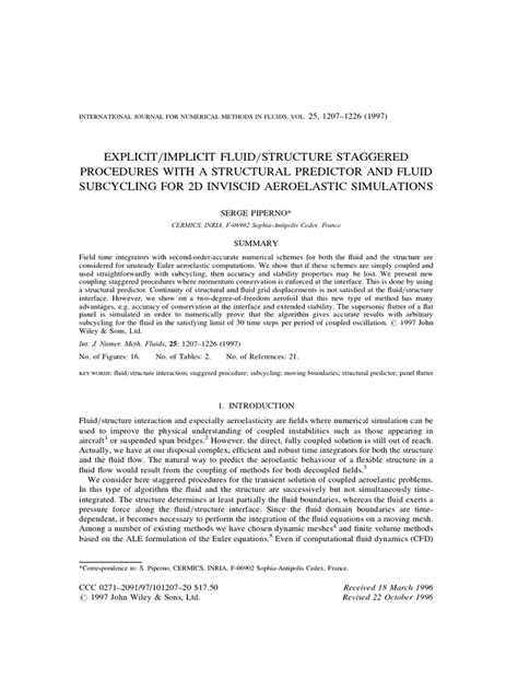 Explicit Implicit Fluid Structure Staggered Procedures Pdf
